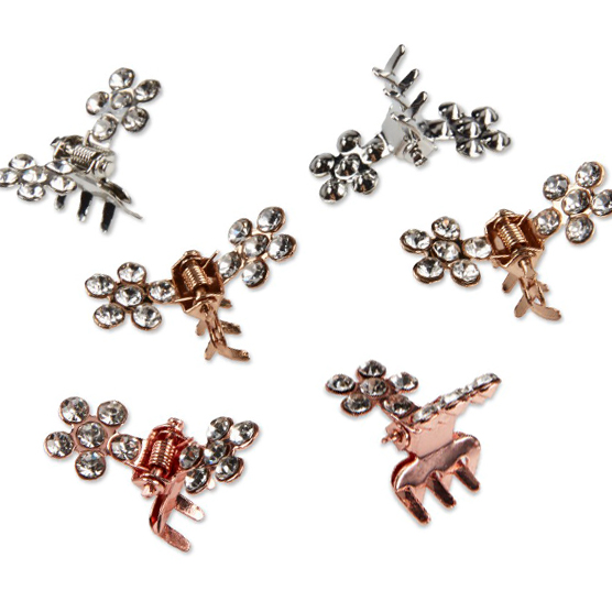 Mini Metal Rhinestone Claw Clips 6pk