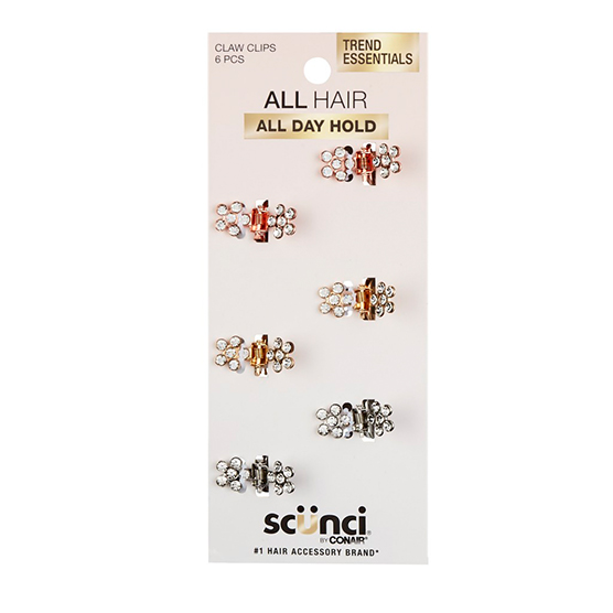 Mini Metal Rhinestone Claw Clips 6pk
